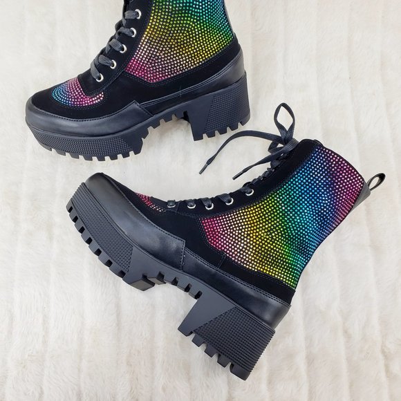 Wild Diva | Shoes | Diva Shine Colorful Rainbow Rhinestone Black ...